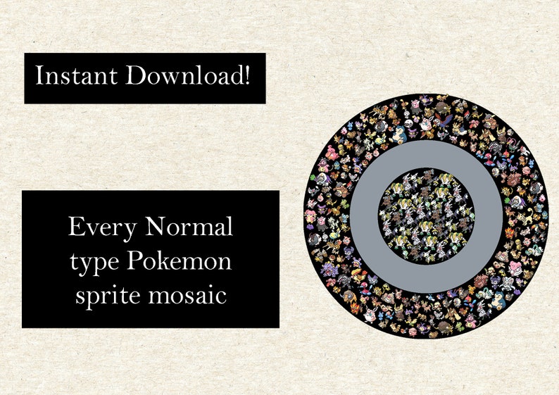 Pokemon Normal Type Symbol Mosaic grey - Etsy