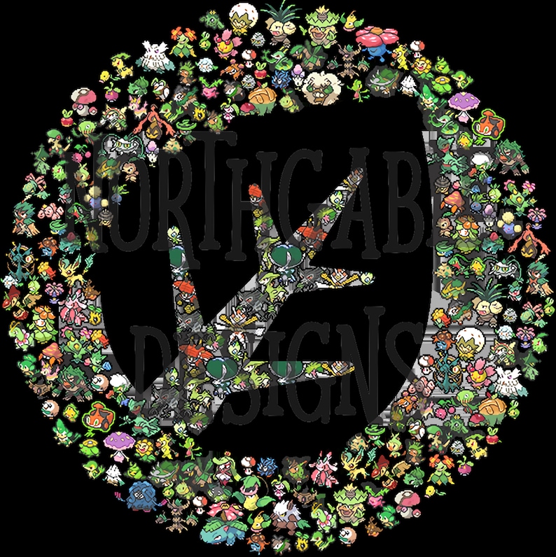 Pokemon Grass Type Symbol Mosaic black - Etsy