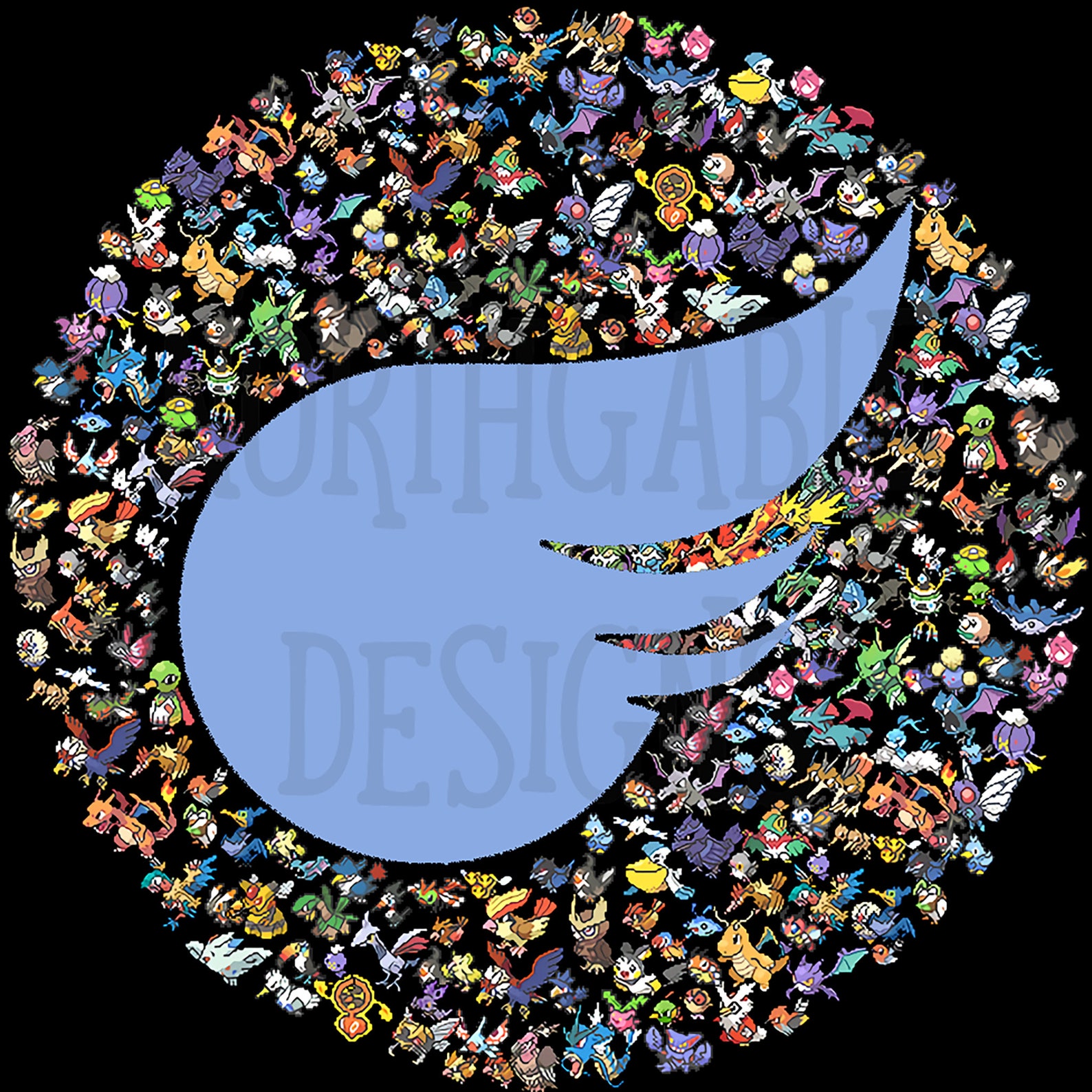 Pokemon Flying Type Symbol Mosaic (blue) - Etsy