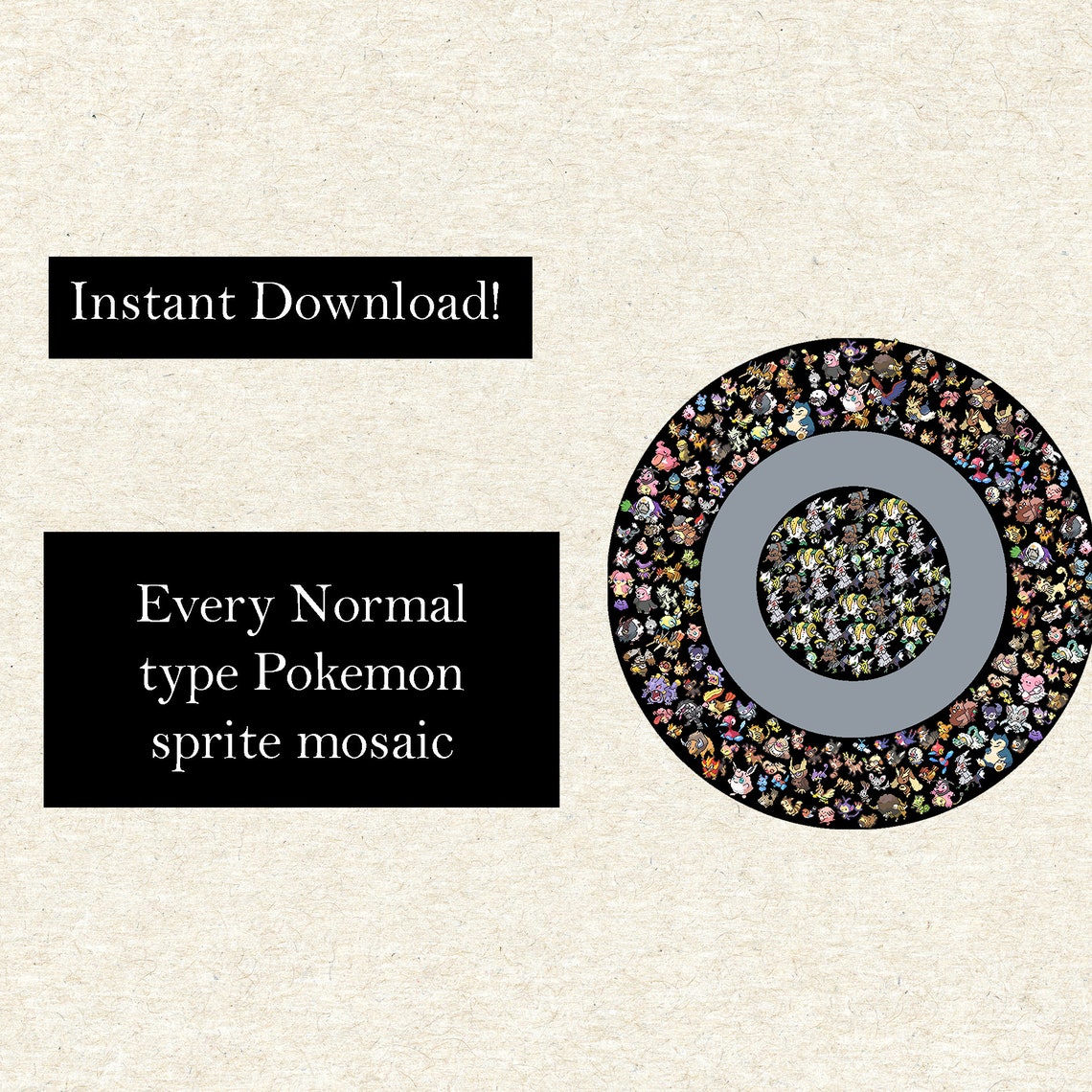 Pokemon Normal Type Symbol Mosaic grey - Etsy