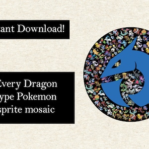 Pokemon Dragon Type Symbol Mosaic blue - Etsy