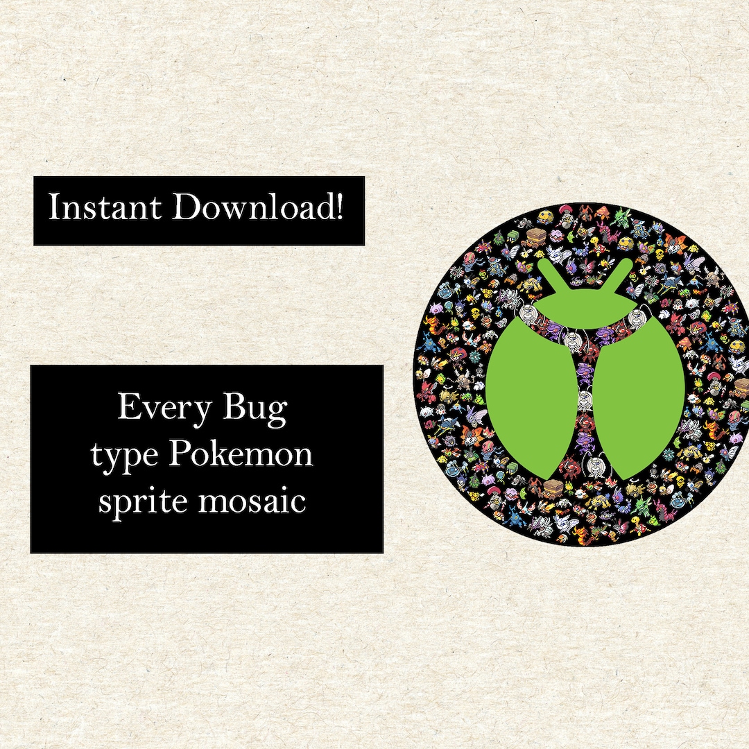 Pokemon Bug Type Symbol Mosaic green - Etsy