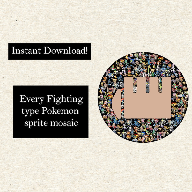 Pokemon Fighting Type Symbol Mosaic (brown) - Etsy