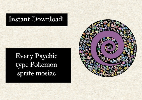 Pokemon Psychic Type Symbol Mosaic purple - Etsy