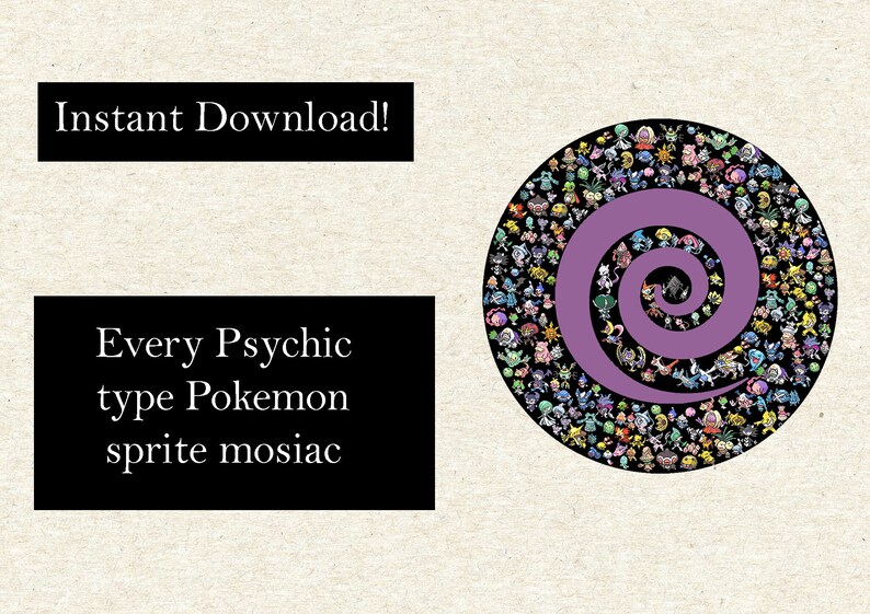 Pokemon Psychic Type Symbol Mosaic purple - Etsy