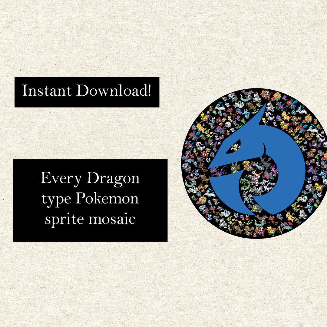Pokemon Dragon Type Symbol Mosaic (blue) - Etsy