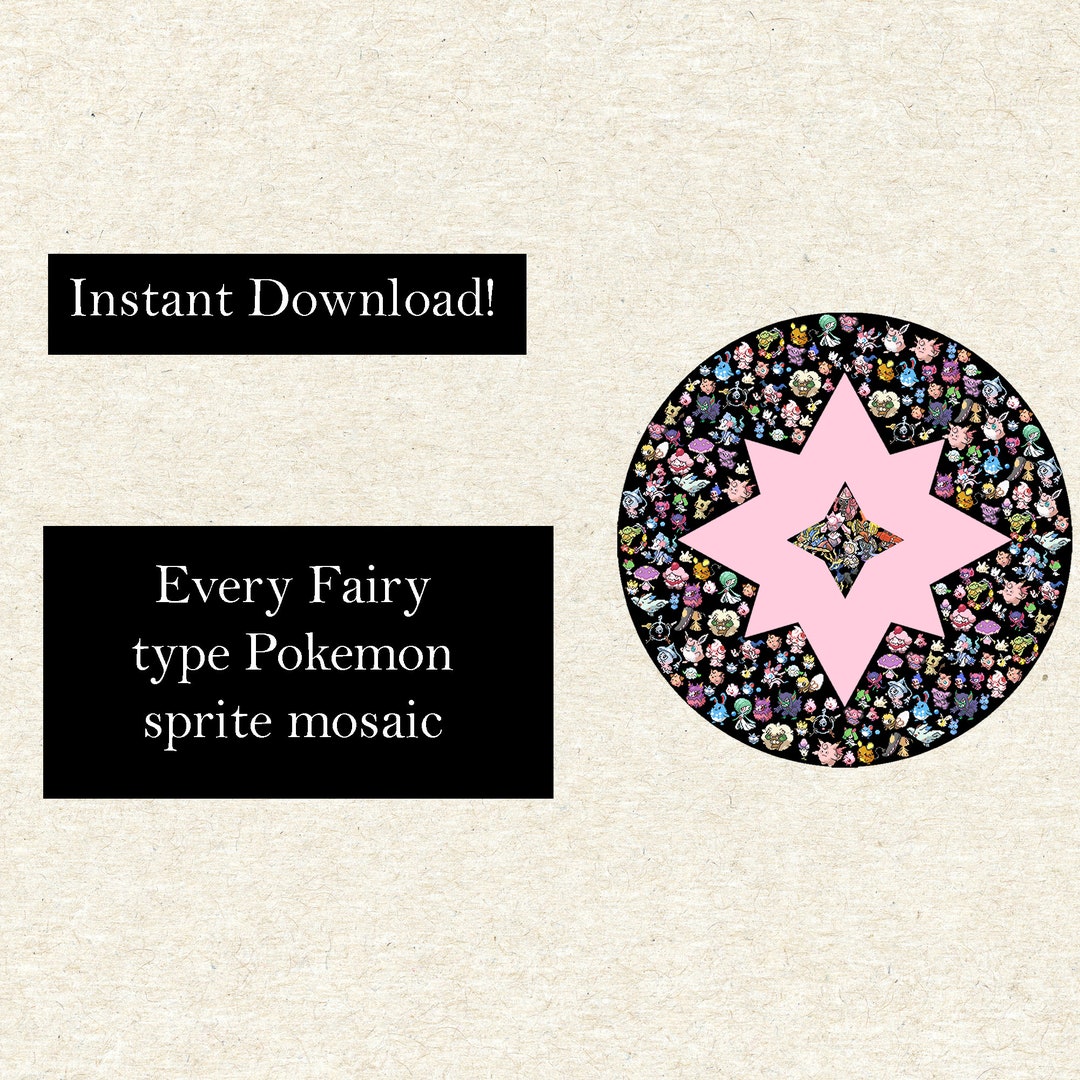 Pokemon Fairy Type Symbol Mosaic (pink) - Etsy