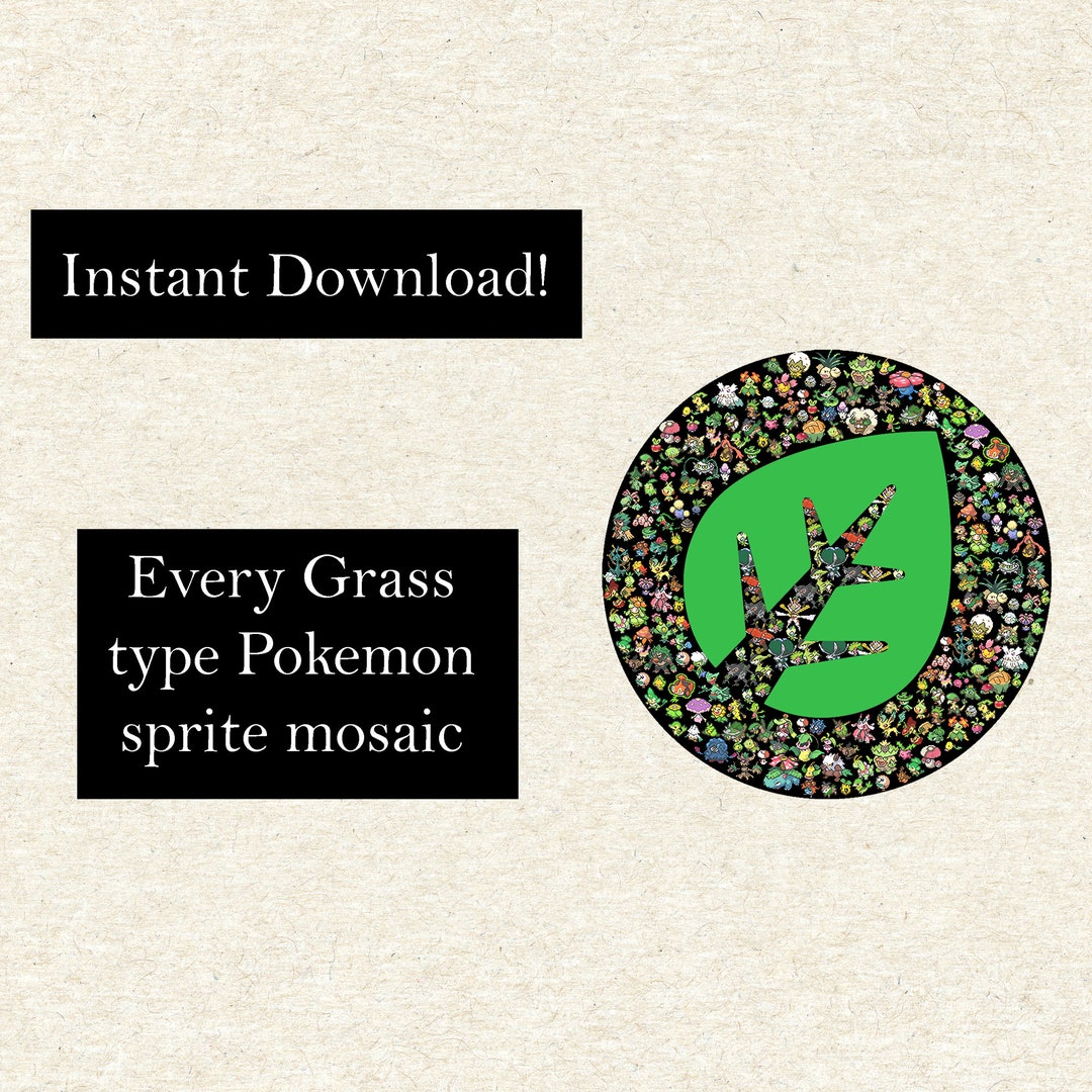 Pokemon Grass Type Symbol Mosaic (green) - Etsy