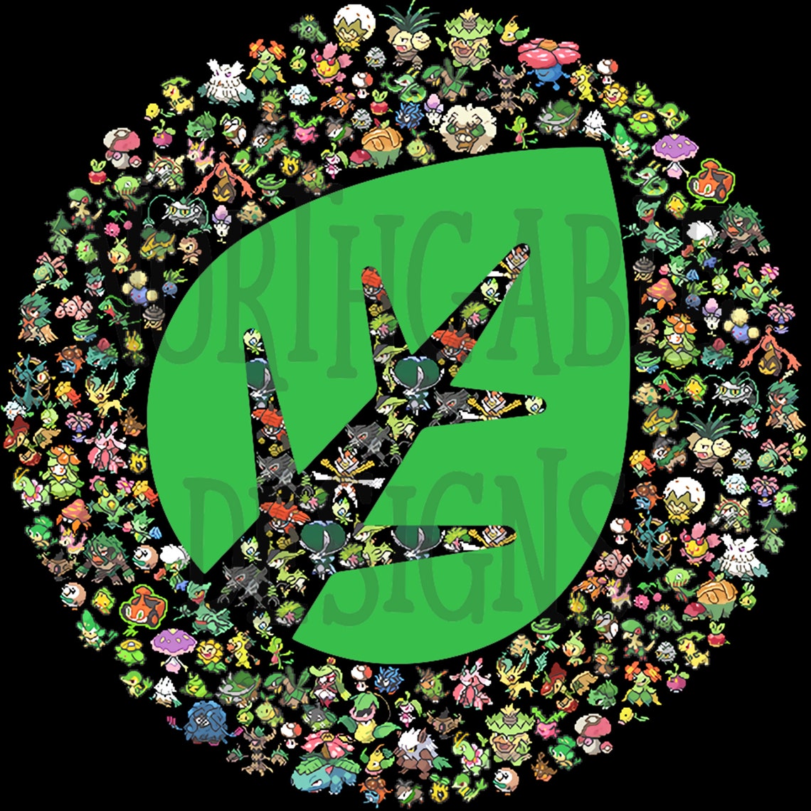 Pokemon Grass Type Symbol Mosaic (green) - Etsy