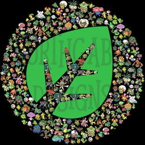 Pokemon Grass Type Symbol Mosaic (green) - Etsy