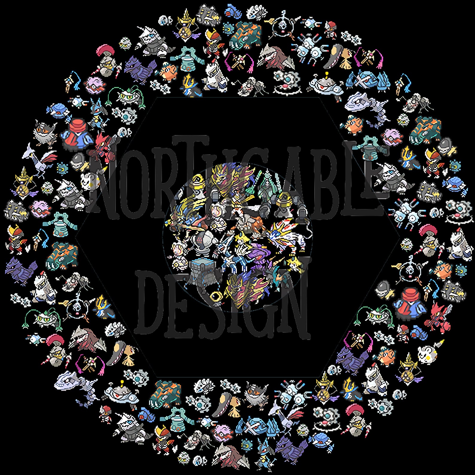 Pokemon Steel Type Symbol Mosaic (black) - Etsy