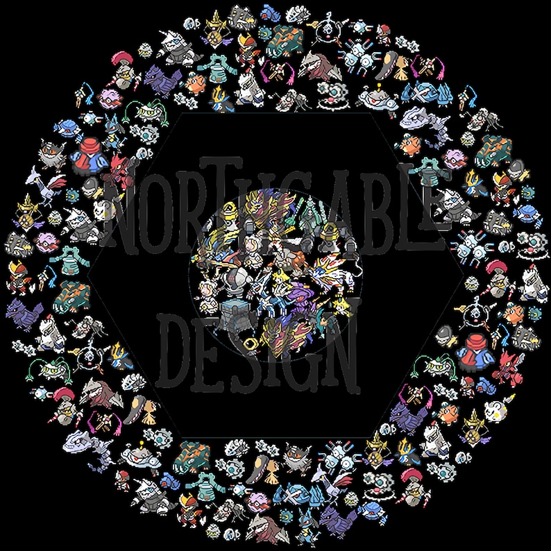 Pokemon Steel Type Symbol Mosaic (black) - Etsy