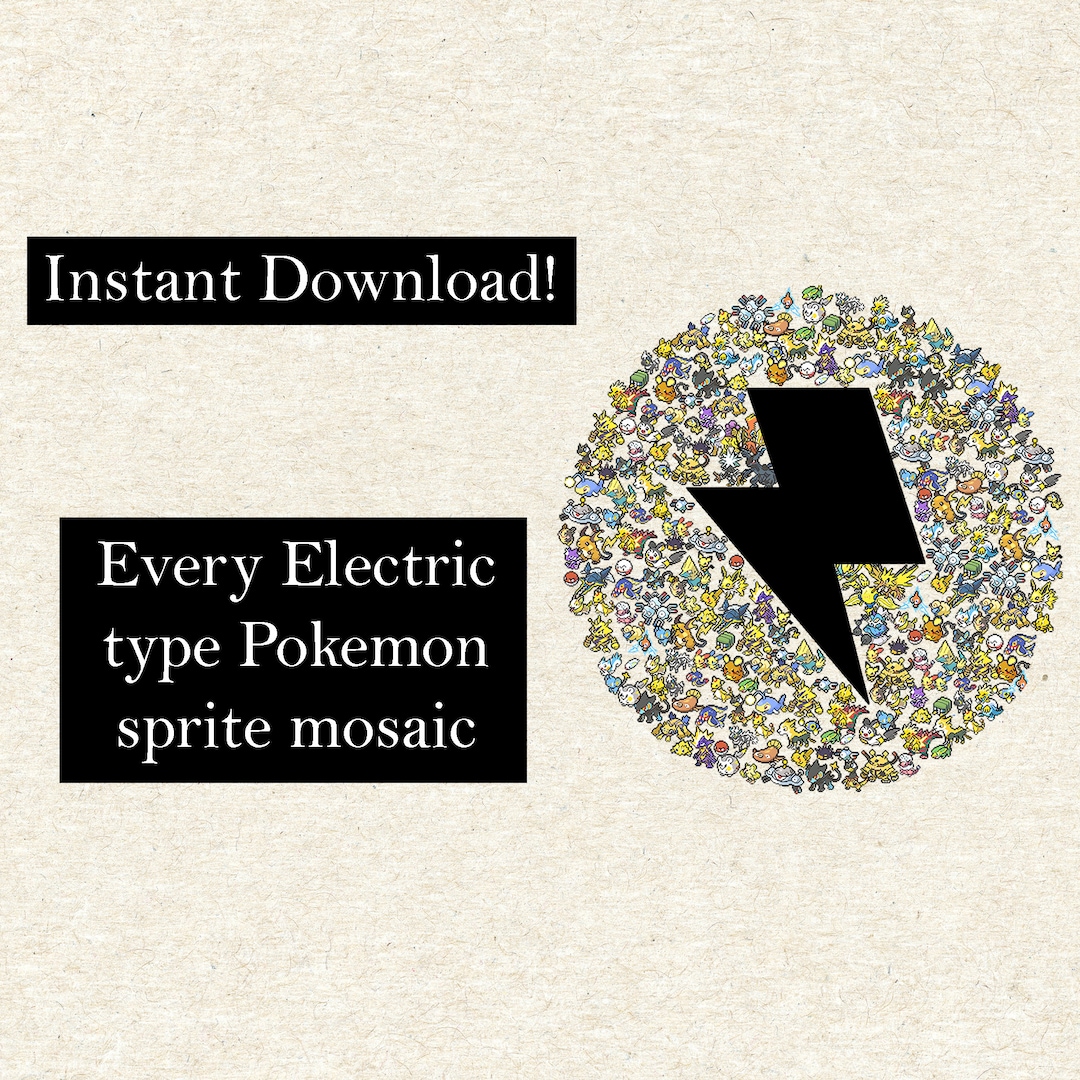 Pokemon Electic Type Symbol Mosaic (black) - Etsy