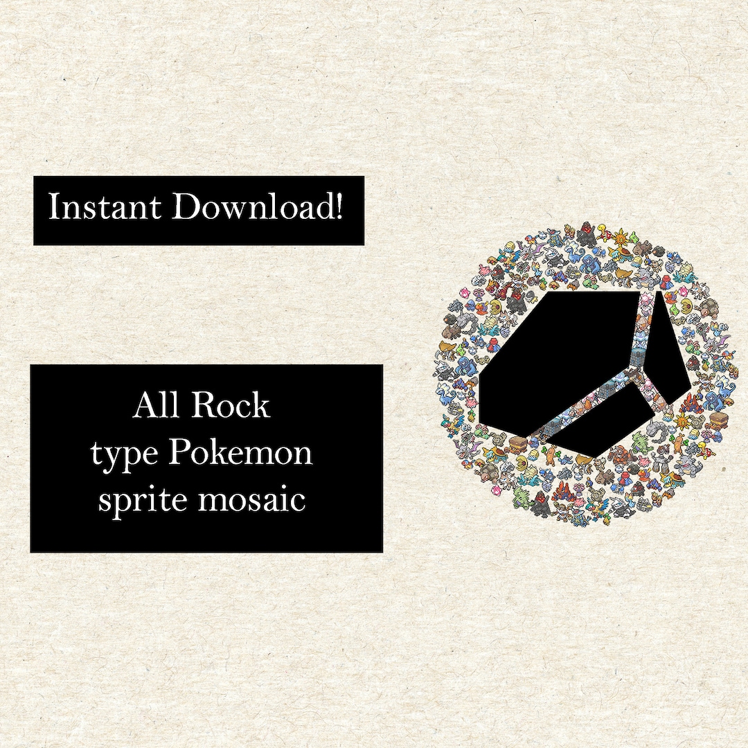 Pokemon Rock Type Symbol Mosaic (black) - Etsy