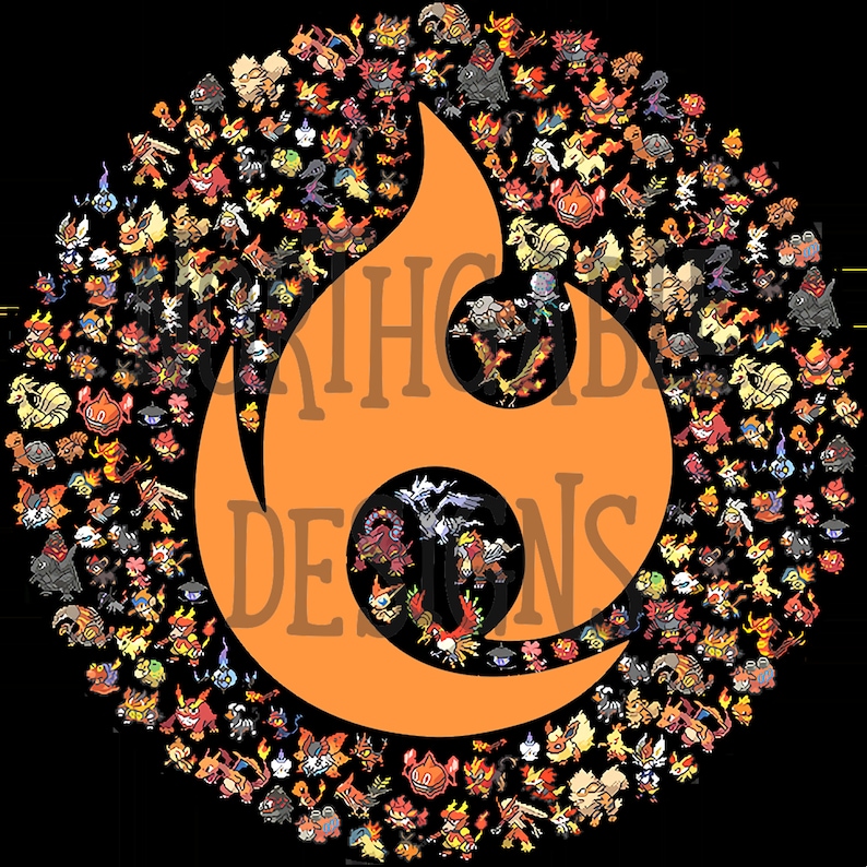 Pokemon Fire Type Symbol Mosaic (orange) - Etsy