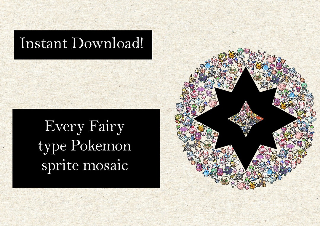 Pokemon Fairy Type Symbol Mosaic black - Etsy
