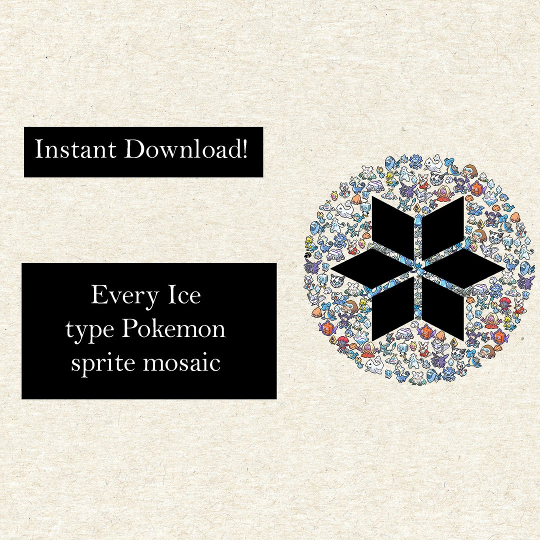 Pokemon Ice Type Symbol Mosaic (black) - Etsy