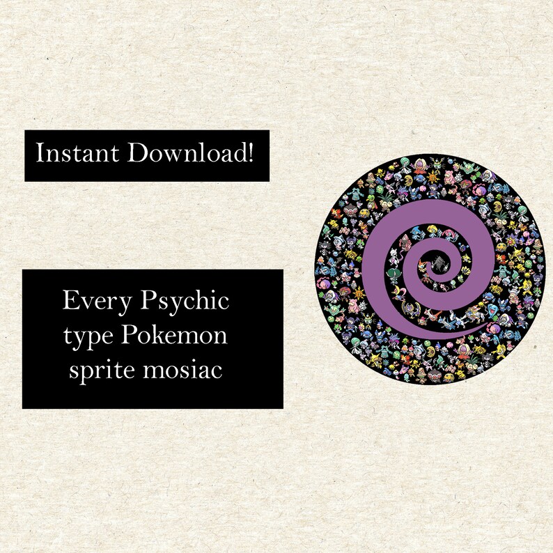 Pokemon Psychic Type Symbol Mosaic purple - Etsy