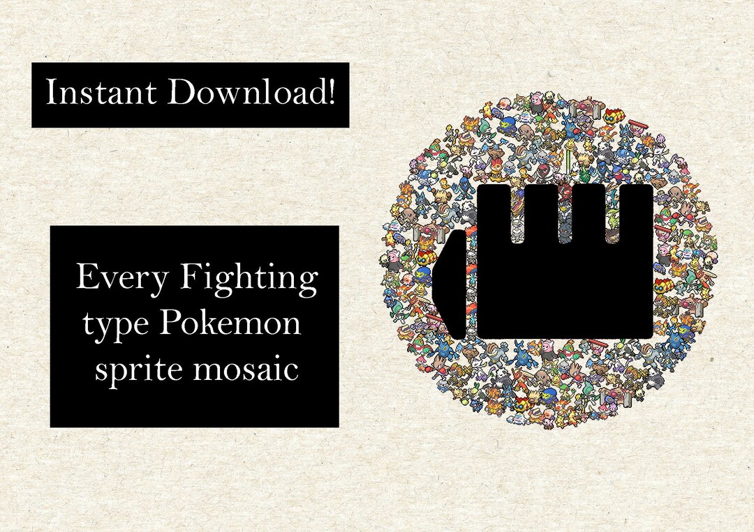 Pokemon Fighting Type Symbol Mosaic black - Etsy