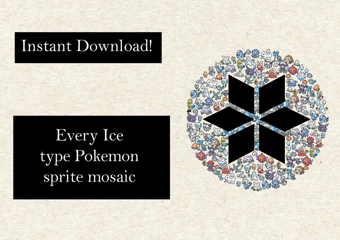 Pokemon Ice Type Symbol Mosaic black - Etsy