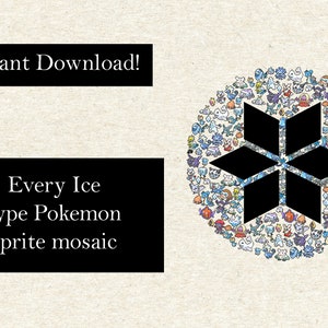Pokemon Ice Type Symbol Mosaic black - Etsy