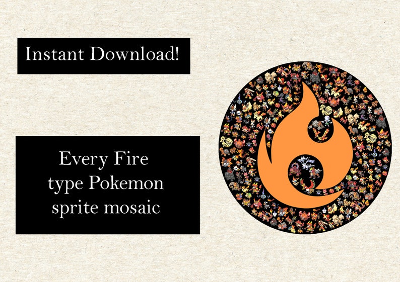 Pokemon Fire Type Symbol Mosaic orange - Etsy
