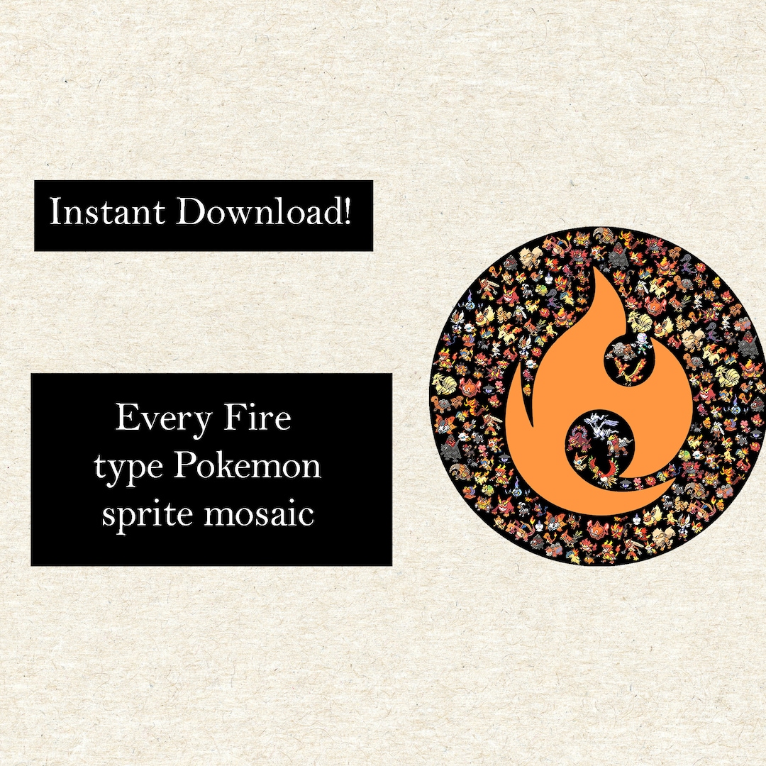 Pokemon Fire Type Symbol Mosaic (orange) - Etsy