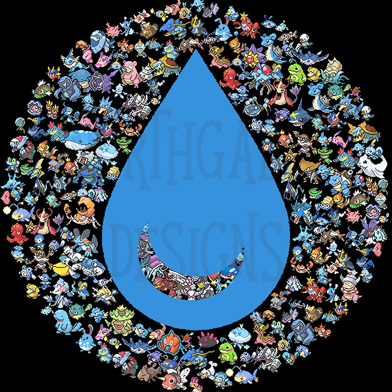 Pokemon Water Type Symbol Mosaic blue - Etsy