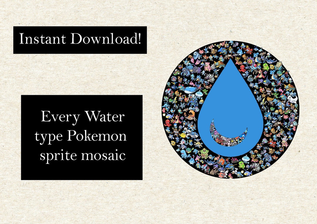 Pokemon Water Type Symbol Mosaic blue - Etsy
