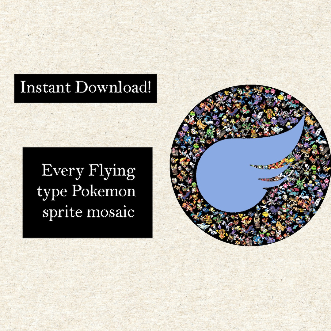 Pokemon Flying Type Symbol Mosaic (blue) - Etsy