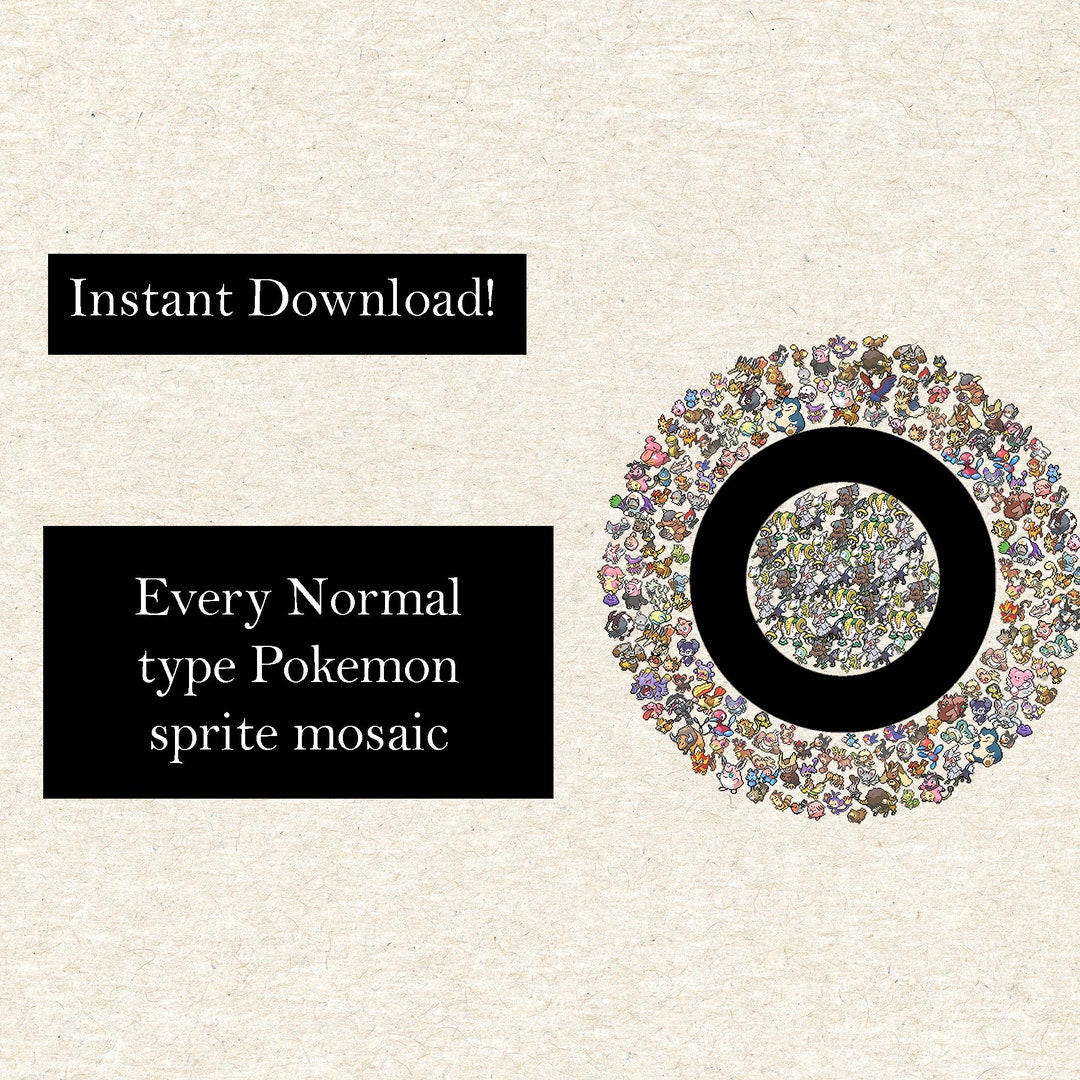 Pokemon Normal Type Symbol Mosaic (black) - Etsy