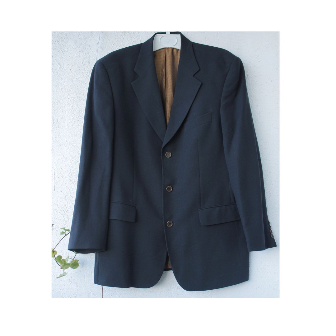 70-80s NAVY BLUE Classy Men's Suit Blazer, Navy Blue Wool Men's Suit ...