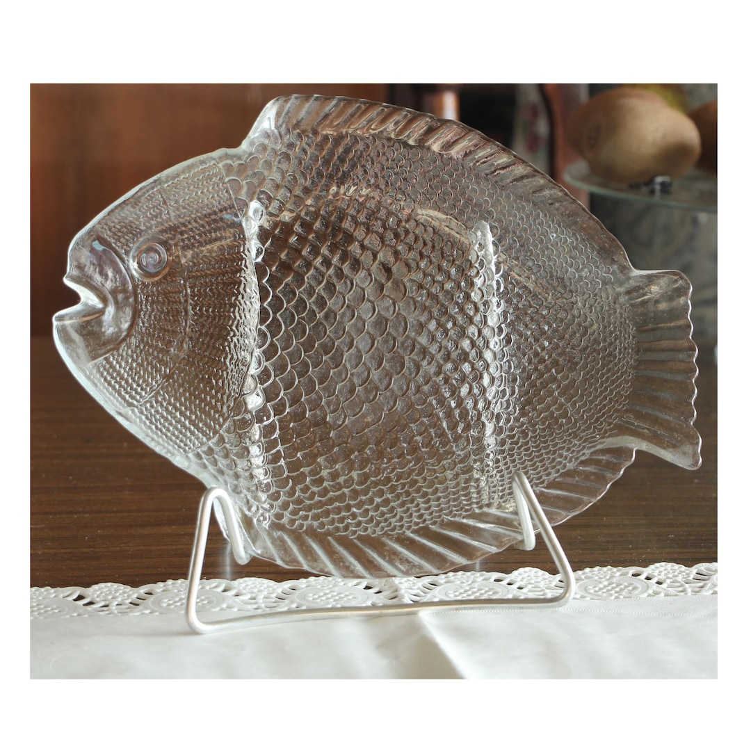 Vintage FISH Serving Tray, Fish Clear Pressed Glass, Fish Serving ...