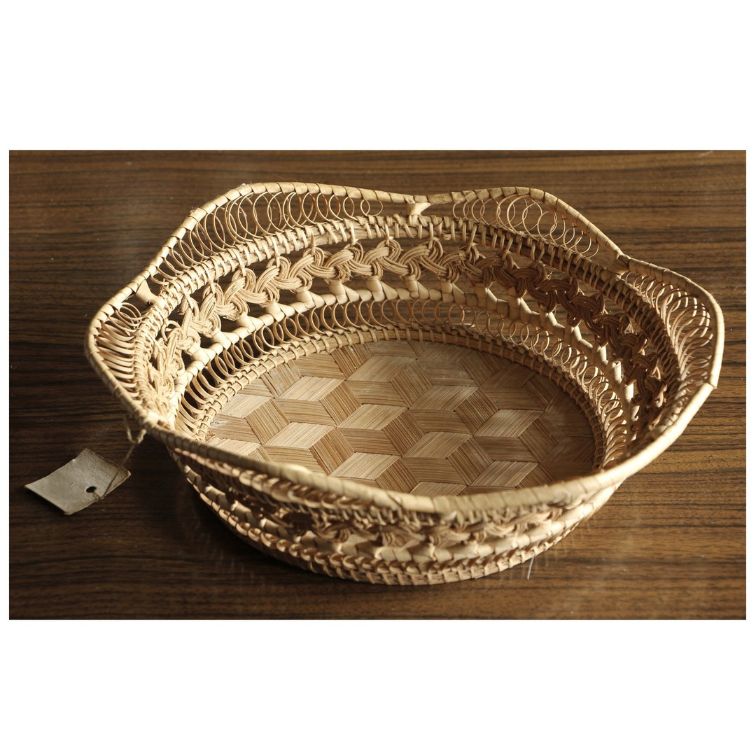 Vintage RATTAN BOWL, Large Rattan Bowl, Round Rattan Bowl Basket, Wowen ...