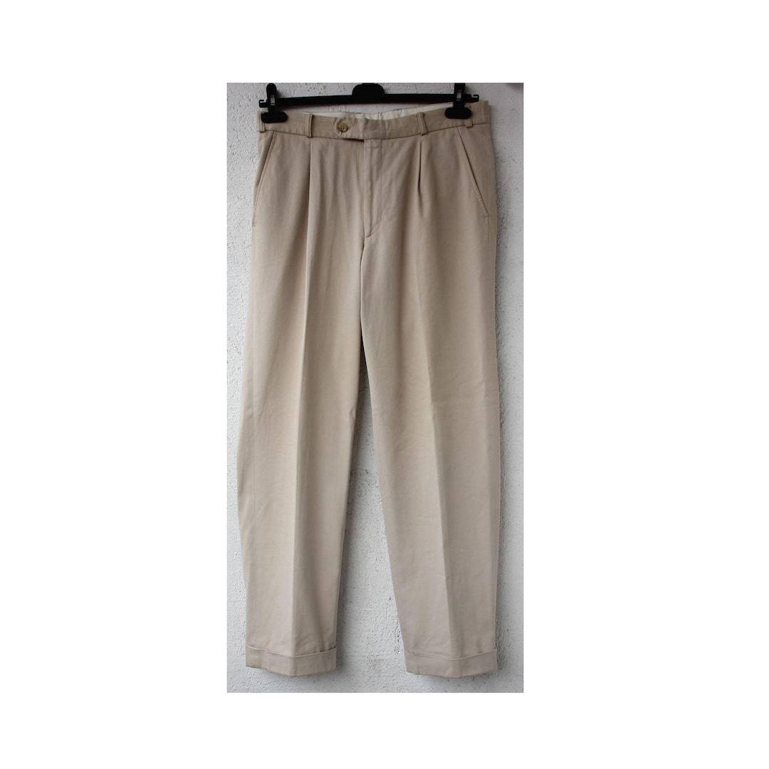 Vintage Pierre Cardin Pants, Light Beige Long Pleated Pants Trousers ...