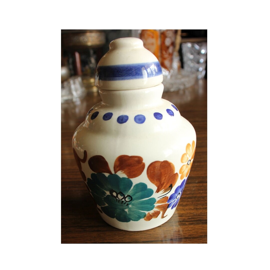 AUTHENTIC Traditional Polish Hand Painted Ceramic Container With Lid ...