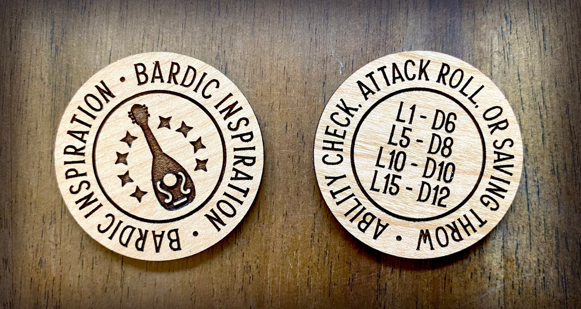 D&D Bardic Inspiration Token Set 5 With Holder Dungeons - Etsy