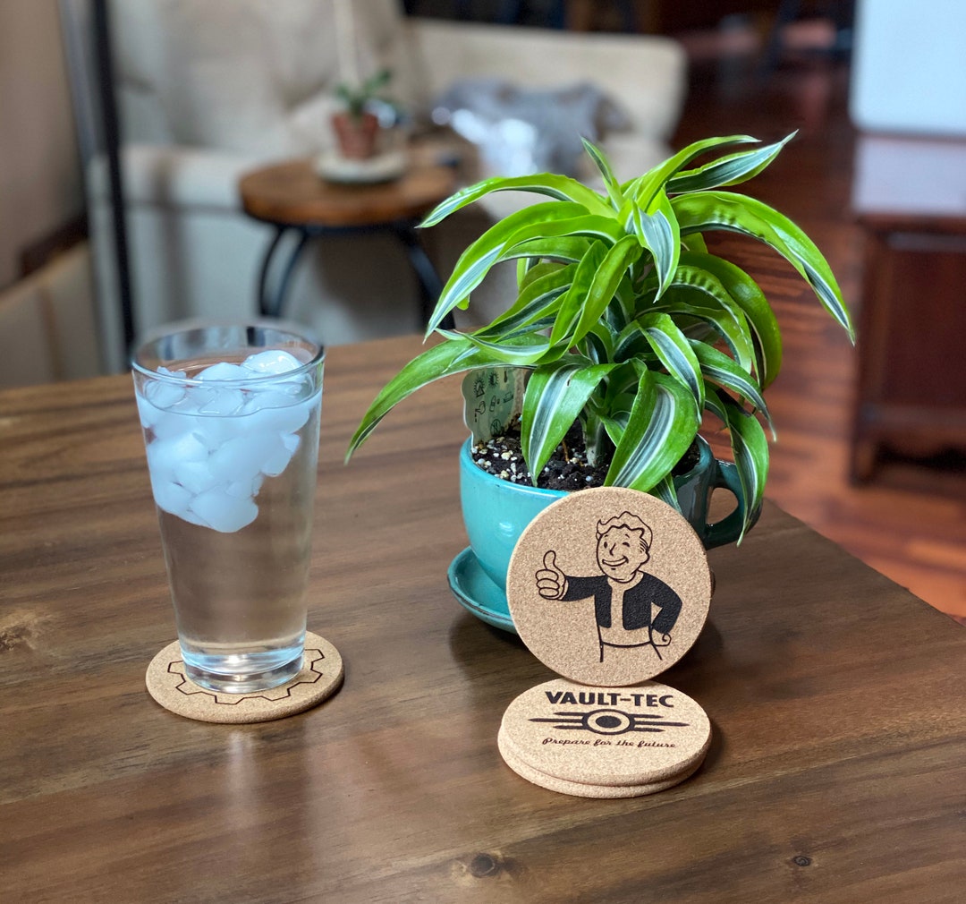 Fallout Coaster Set (4) - Cork - Vault Tec, Vault Boy, Nuka Cola, Vault ...
