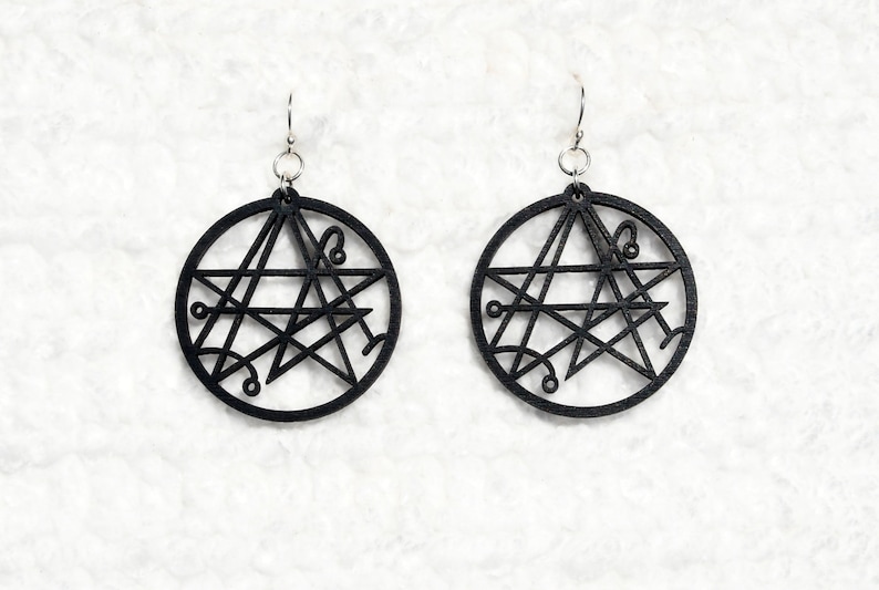 Necronomicon Lovecraft Wooden Earrings - Solid Sterling Silver Hooks - Etsy