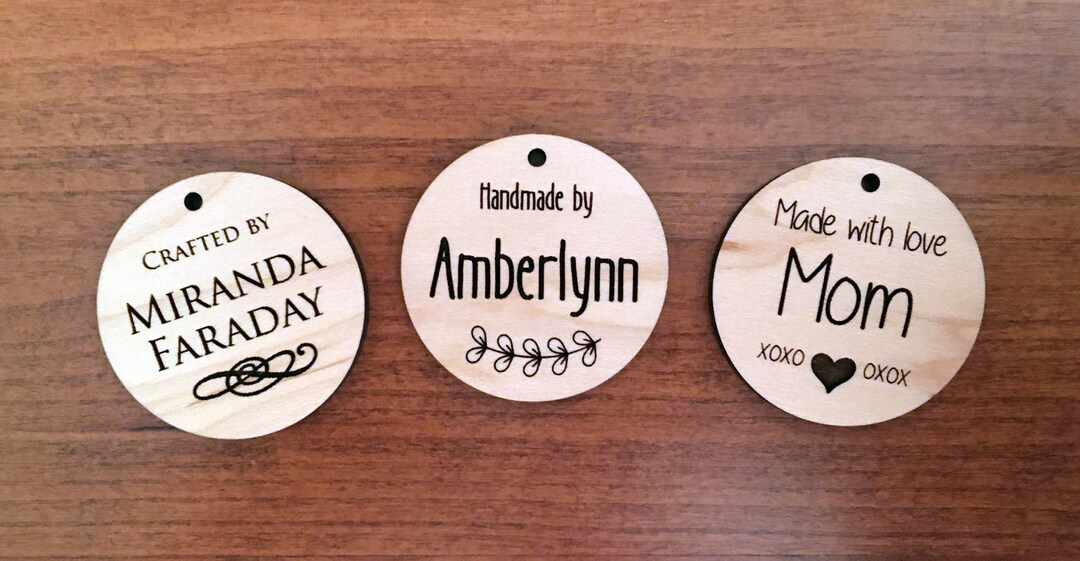 Custom Craft Tags - Personalized - Round Wooden - Crochet, Knitting ...