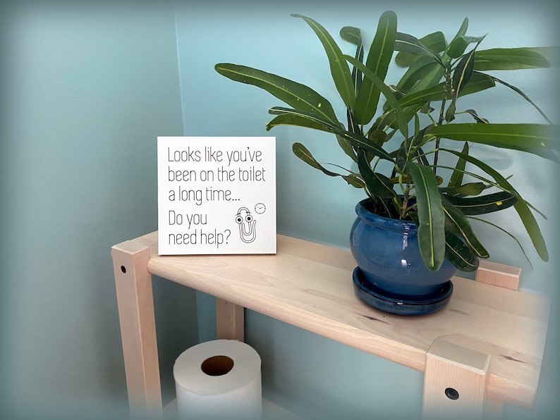 Clippy the Bathroom Helper Sign Silly | Etsy
