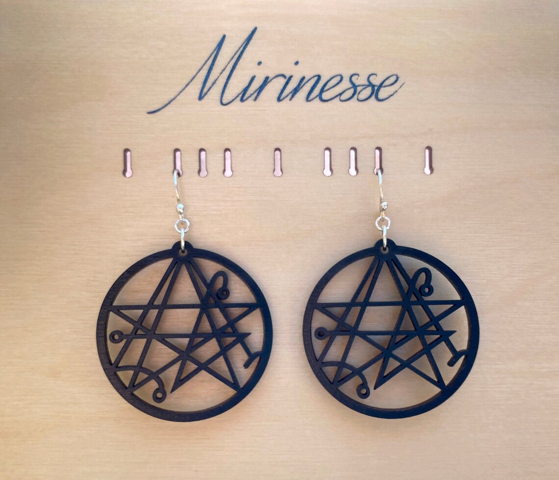 Necronomicon Lovecraft Wooden Earrings - Solid Sterling Silver Hooks - Etsy