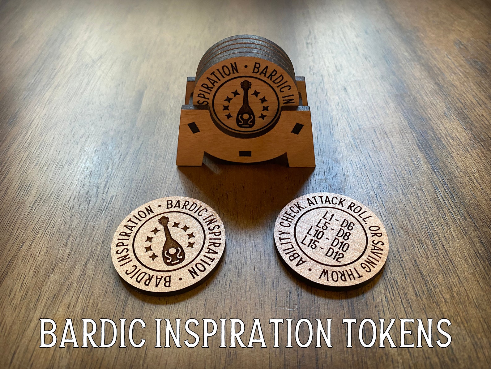 D&D Bardic Inspiration Token Set 5 With Holder Dungeons - Etsy