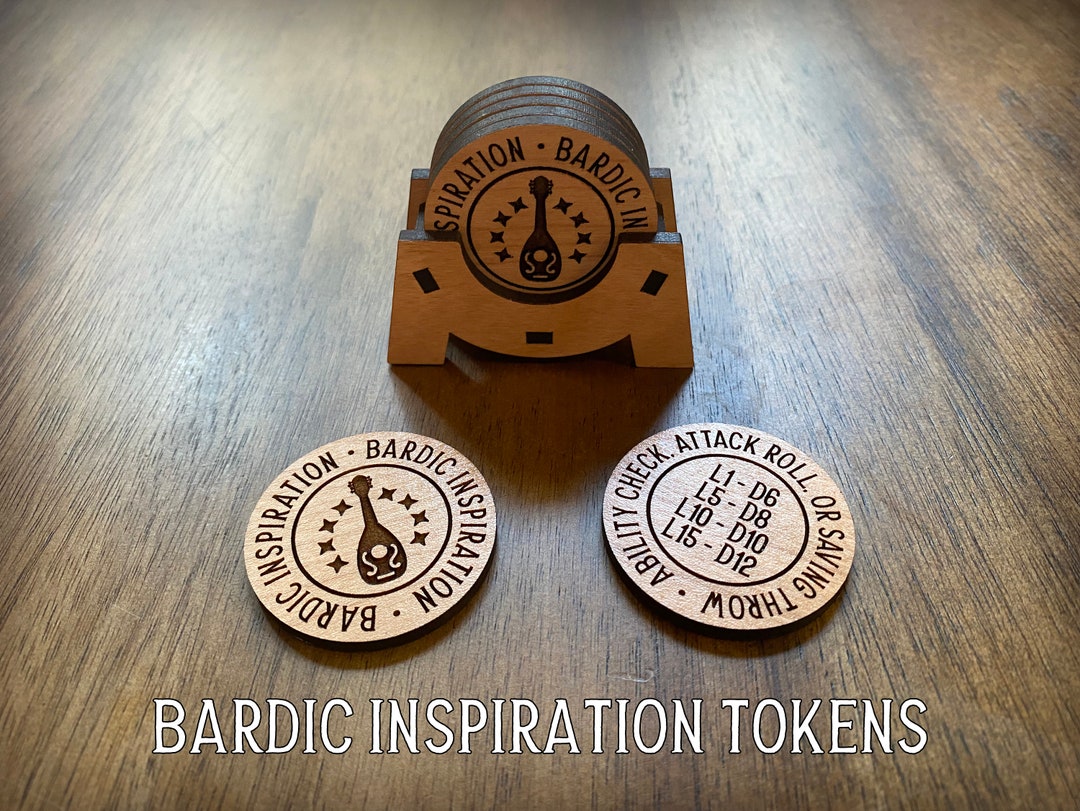 D&D Bardic Inspiration Token Set (5) With Holder - Dungeons and Dragons ...