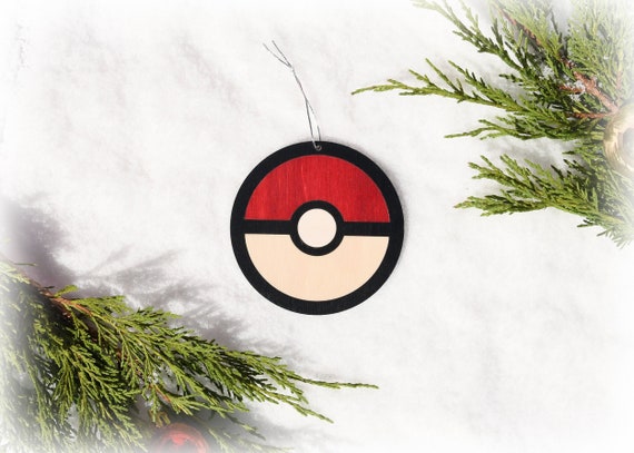Pokeball Ornament Wooden Christmas Pokemon | Etsy
