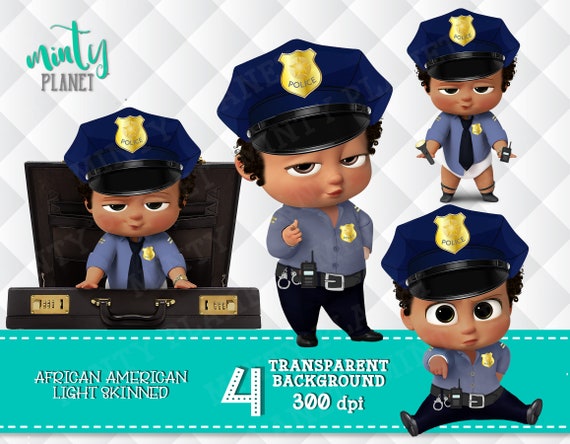 African American Police Baby Boss Baby light Skin Afro Boss | Etsy