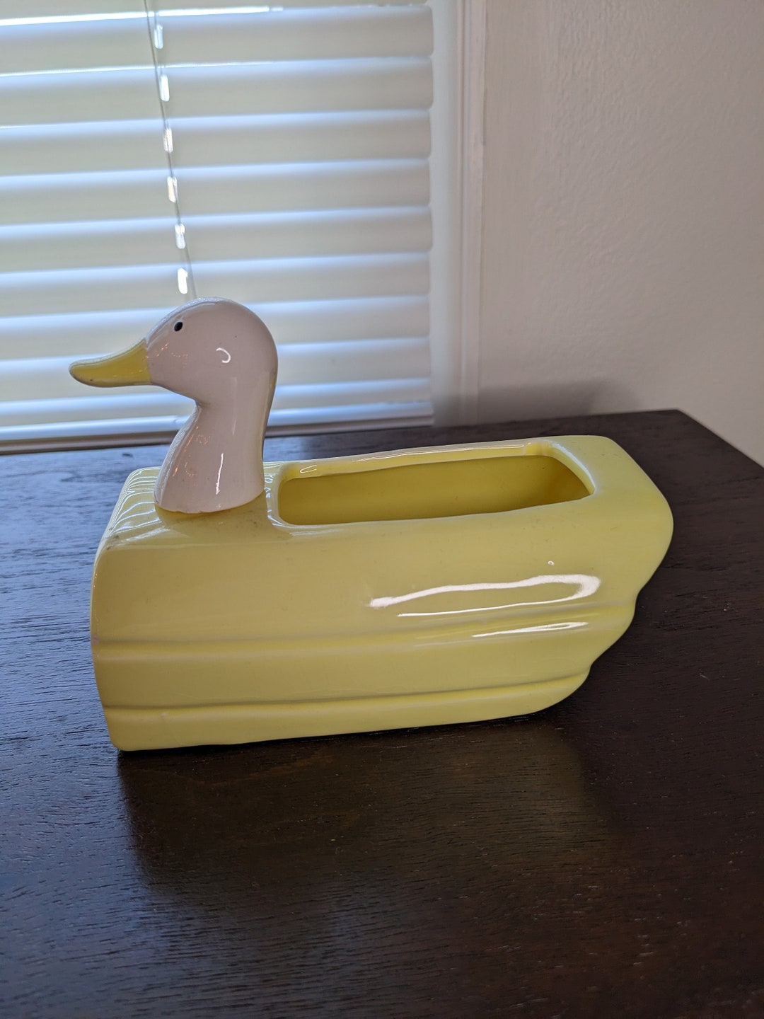 Vintage 1950s 1960s 1970s White and Yellow Duck Planter - Etsy
