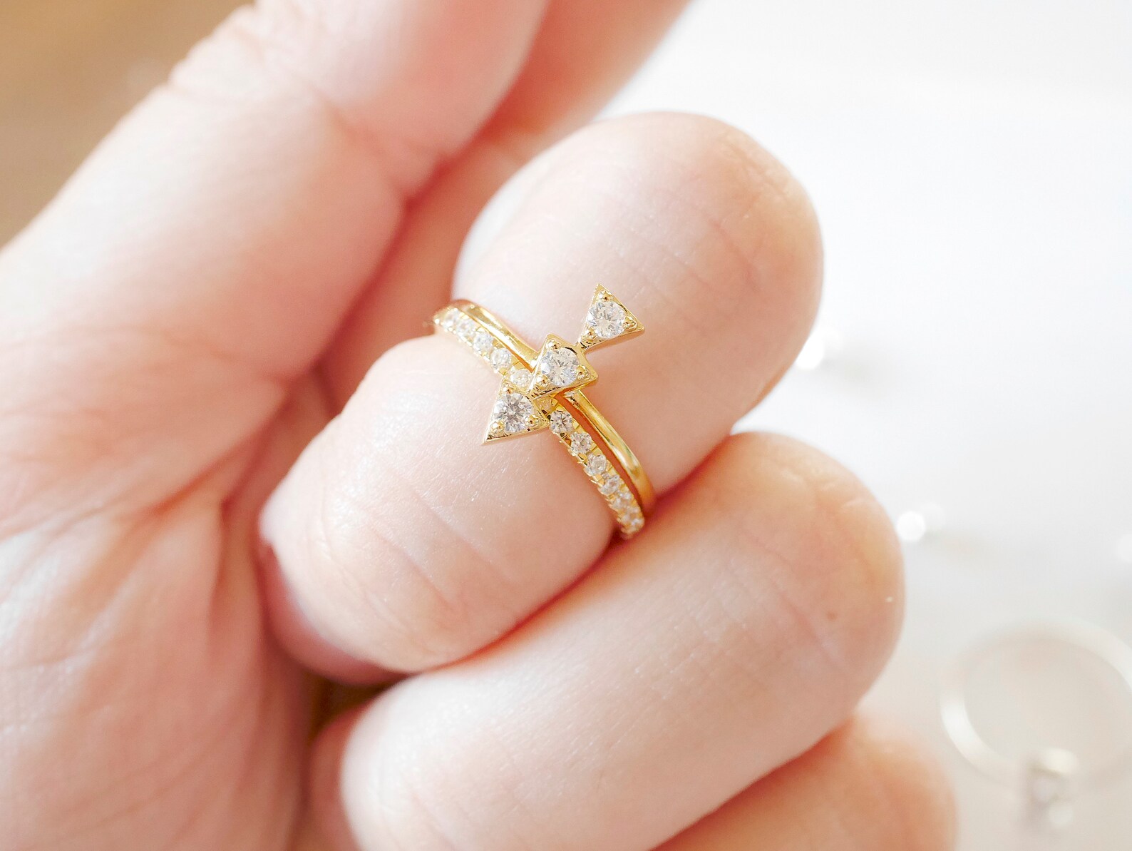 Triangle Triangle Ring Midi Triangle Ring Stacking Ring | Etsy