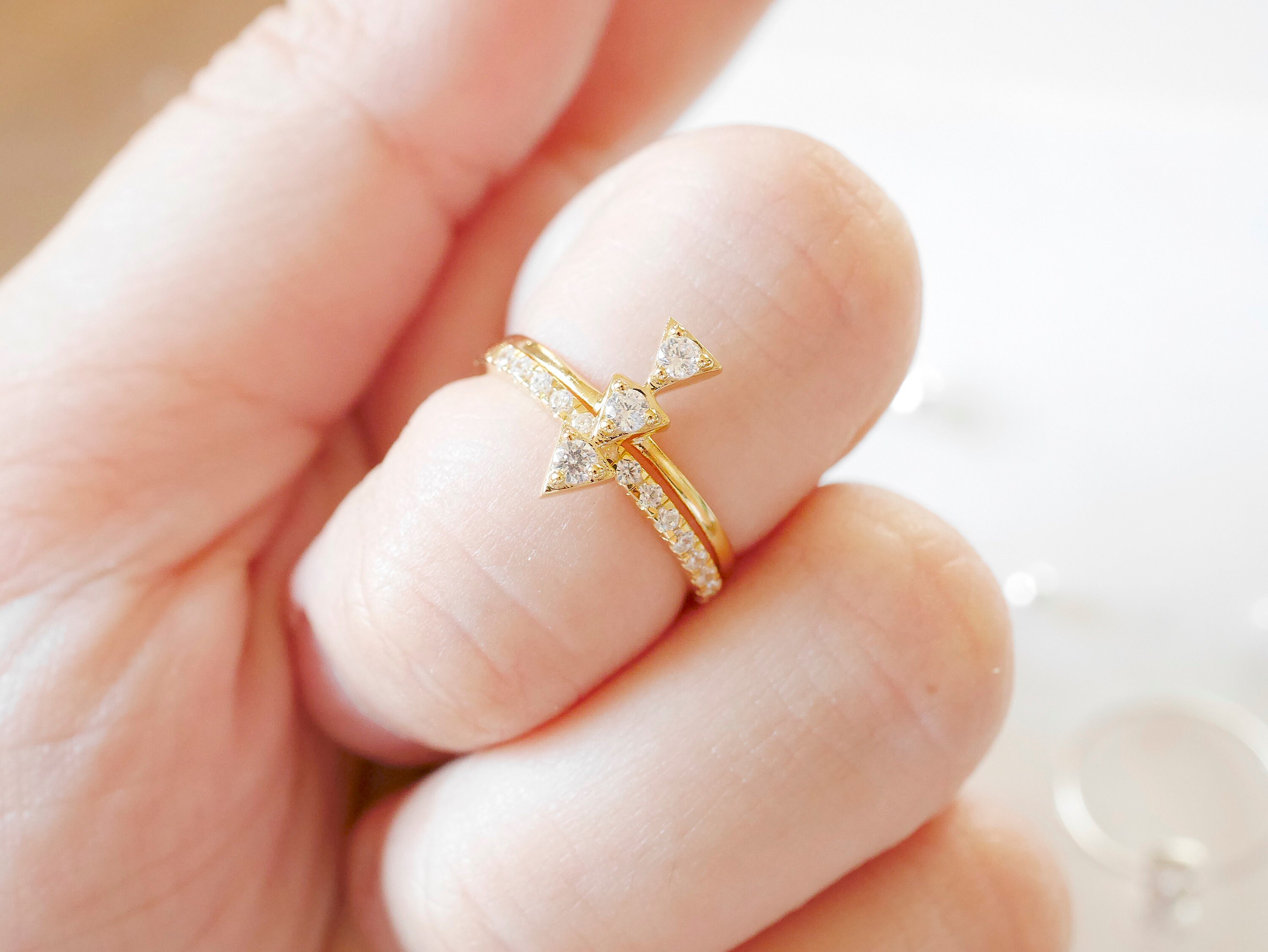 Triangle Triangle Ring Midi Triangle Ring Stacking Ring | Etsy