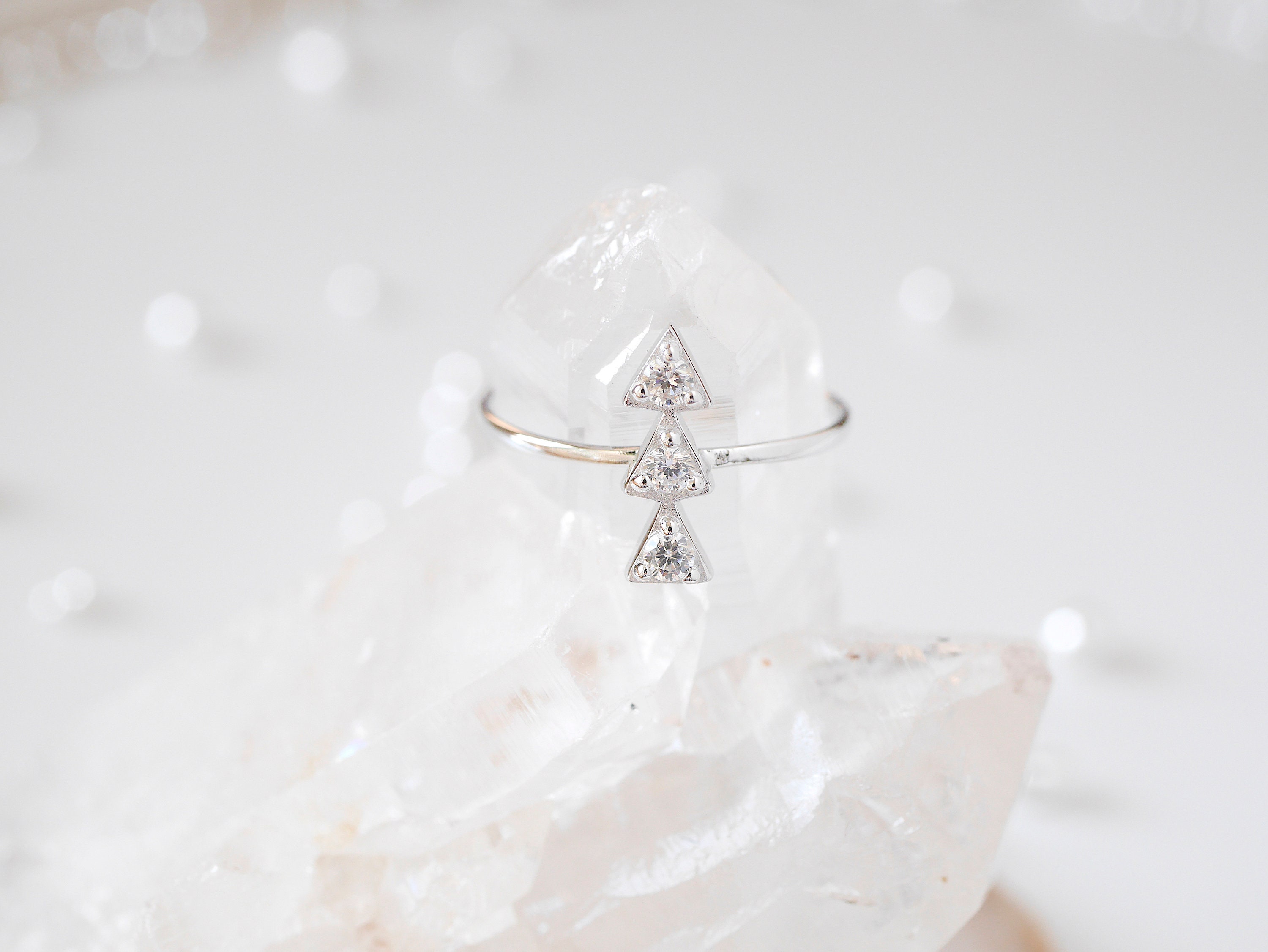 Triangle Triangle Ring Midi Triangle Ring Stacking Ring | Etsy